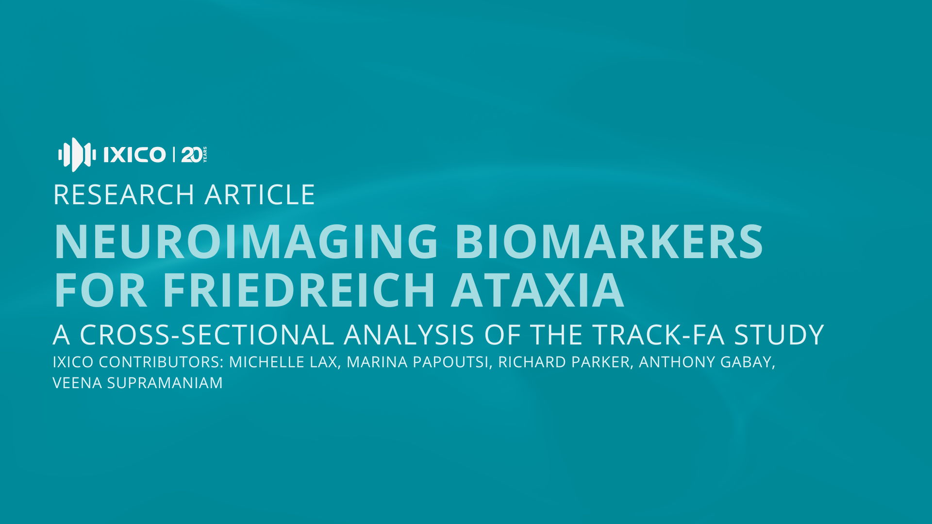 Neuroimaging Biomarkers for Friedreich Ataxia: A Cross-Sectional Analysis of the TRACK-FA Study ...